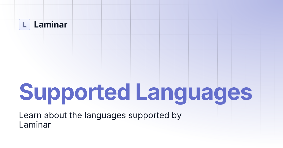Supported Languages | Laminar